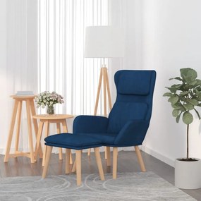 Relaxační křeslo se stoličkou modré samet 3097830