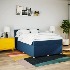 Box spring postel s matrací modrá 140x200 cm textil 3289023