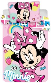 Jerry fabrics Disney povlečení do postýlky Minnie &quot;Pink square&quot; baby 100x135 + 40x60 cm