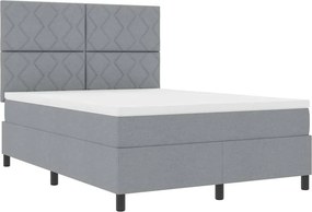 Postel s boxspringem s čelo Světle šedá 160 x 200 cm textil 3339476