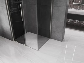 Mexen Velar, sprchový kout s posuvnými dveřmi 90 x 85 cm, 8mm šedé sklo, broušená ocel, 871-090-085-41-97