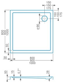 Roltechnik Outlet Čtvercová akrylátová sprchová vanička iLOW SQUARE Varianta: rozměry: 80x80 cm - (iLOW_SQUARE_80x80 - 8000238)