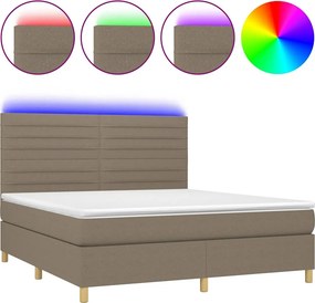 Box spring postel s matrací a LED taupe 180x200 cm textil 3135537