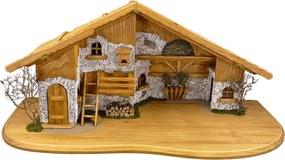 AMADEA Dřevěný osvětlený betlém s figurkami 80 cm