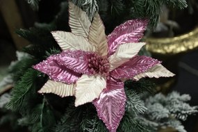 Ružová dvoubarevná vánoční růže 28cm