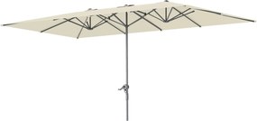 Outsunny Dvoulitrový slunečník s kličkou 451 x 264 cm, UV ochrana 50+, větruodolný zahradní slunečník, balkonový slunečník, hliníkový tržní slunečník