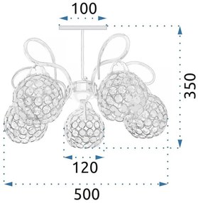 Křišťálové stropní svítidlo APP636-5C stříbrné