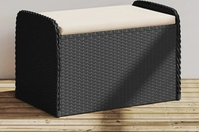 vidaXL Úložná lavice s poduškou 80 x 51 x 52 cm polyratan [365732] Barva: Černá