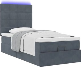 Osmanský rám postele s matracemi tmavě šedá 90x200cm samet 3314295