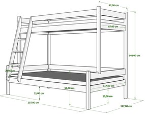 Patrová postel FAMILY pro 3 (90 / 120 x 190 cm)