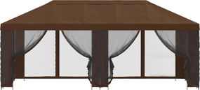 Zahradní altán se stěnami 6 x 3 m Hnědá Polyester a ocel 3376030