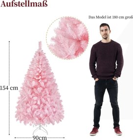 Umělý vánoční stromek Yaheetech – růžová, 154 cm (267364081065)