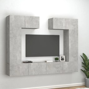 6dílný set TV skříněk betonově šedý kompozitní dřevo - Default Title