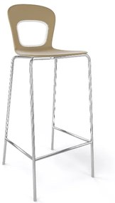 GABER - Barová židle BLOG - vysoká, béžovobílá/chrom