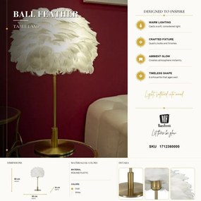 Stolní lampa Ball Feather 50 cm bílo-zlatá