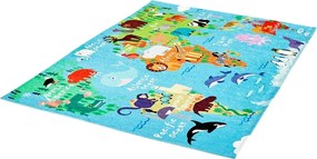 Detský kusový koberec Torino kids 233 WORLD MAP, 80x120, viacfarebná, detská izba, Obsession