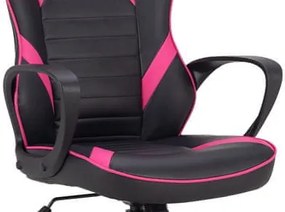 Autronic Herní křeslo Herní křeslo, potah kombinace černé a růžové ekokůže, houpací mechanismus, černý (KA-Y207 PINK)