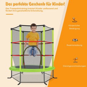 Costway Zahradní trampolína Ø 140 cm s ochrannou sítí trampolína pojme – zelený