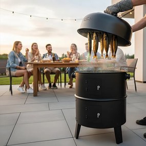 Velaco Zahradní gril + udírna na dřevěné uhlí VL12