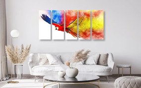 5-dílný obraz let papouška - 200x100 cm