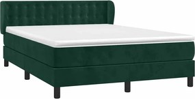 Box spring postel s matrací tmavě zelená 140x190 cm samet 3127730