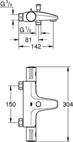 Grohe Grohtherm 800 - Termostatická vanová baterie chrom