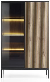 Vitrína Sento s LED osvětlením 104 cm dub wotan/černá