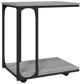 Odkládací stolek na kolečkách šedý sonoma 50x35x55,5cm kompozit - Default Title