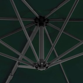 vidaXL Konzolový slunečník s hliníkovou tyčí 300 cm zelený