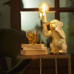 Zlatá stolní lampa s opičkou Monkey XS - 13*12*23 cm/40W