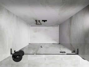 Mexen Lunar L, výklopné pravé sprchové dveře 155 cm, 8mm čiré sklo, broušený grafit profil, 834SL-155-050-66-00-P
