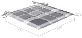 vidaXL Marketos Zahradní židle 4 ks šedé kárované podušky masivní teak