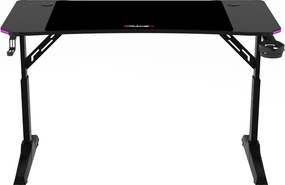 Výškově nastavitelný herní stůl ERACER H1212 — 120x60 cm, kov, melamin, černá, RGB podsvícení