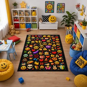Protiskluzový herní koberec Emoji 3D