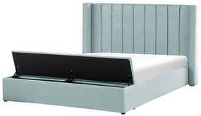 Sametová postel s úložným prostorem 180 x 200 cm mátově zelená NOYERS Beliani