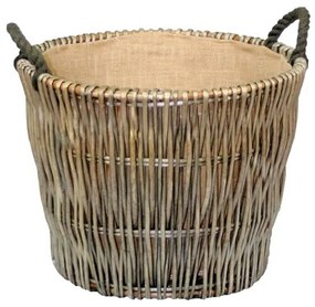 Willow Direct Proutěný koš na dřevo antique kulatý vertikální - juta - pr.50 cm
