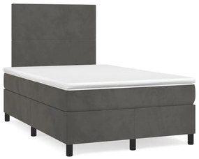 Box spring postel s matrací a LED tmavě šedá 120 x 190 cm samet,  3270300