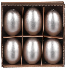 Vajíčko pravé, stříbrná barva. Cena za sadu 6ks VEL7105 SIL