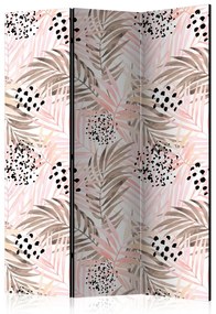 Paraván Pink Palm Leaves Dekorhome 135x172 cm (3-dílný)