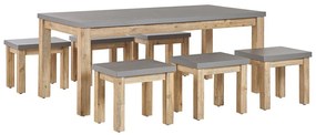 Zahradní nábytek z betonu a akátového dřeva se stolem a 6 židlemi OSTUNI Beliani