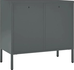 Příborník antracitový 75 x 35 x 70 cm ocel a tvrzené sklo 336075