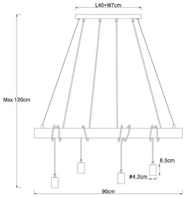 Globo 15439-4 - Lustr na lanku AUSTON 4xE27/60W/230V