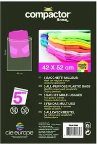 Compactor Sada 5 ks průhledných přepravních sáčků se zipem na svetry a