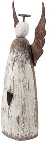 Dekorace dřevěná figurka anděl se srdíčkem Angel Rustic M - 9*14*18 cm