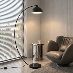 HOMCOM oblouková stojací lampa s mramorovou základnou, černá