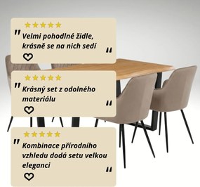 Vikio Jídelní set pro 4 osoby 160x90 cm dub noha U béžová židle s područkami VJS166-4CA