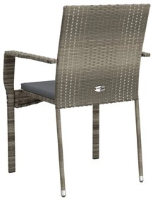 Zahradní židle s poduškami 2 ks polyratan šedé,  319882