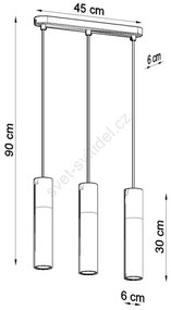 Sollux SL.0649 - Lustr na lanku BORGIO 3xGU10/40W/230V beton/kov bílá