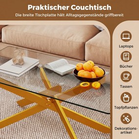 Costway Konferenční stolek z tvrzeného skla Obdélníkový – – 120 × 60 × 45,5 cm