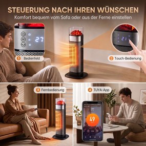 HOMCOM keramický teplovzdušný ventilátor s chytrým ovládáním, 2000 W